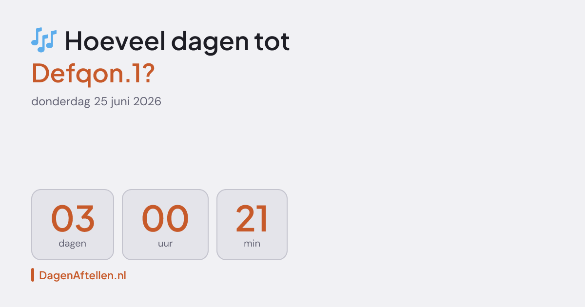 Hoeveel dagen tot Defqon.1? | DagenAftellen.nl